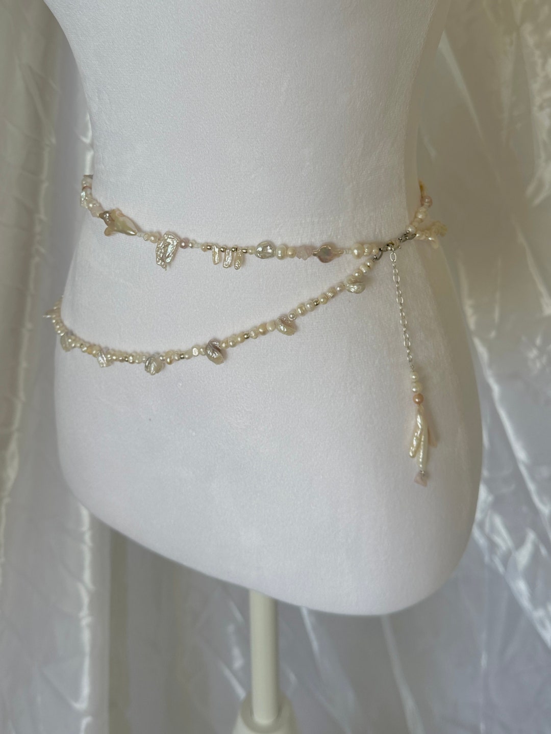 Baroque Pearl 925 Sterling Silver Belly Body Chain - Etsy