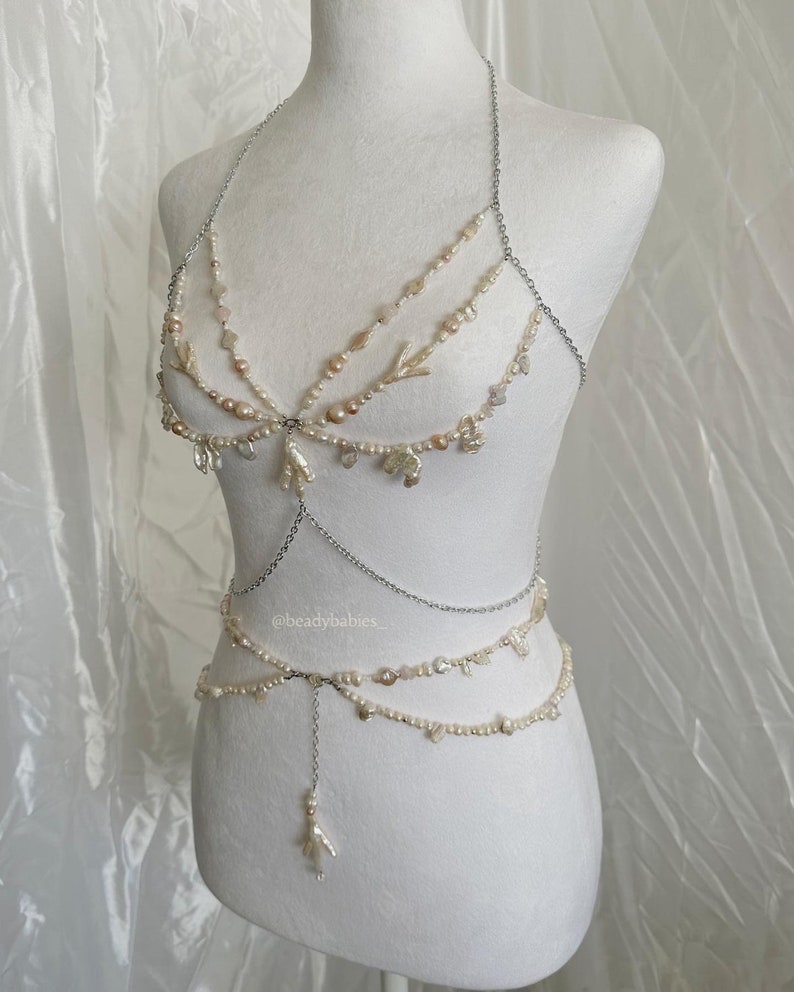 Baroque Pearl 925 Sterling Silver Belly Body Chain - Etsy