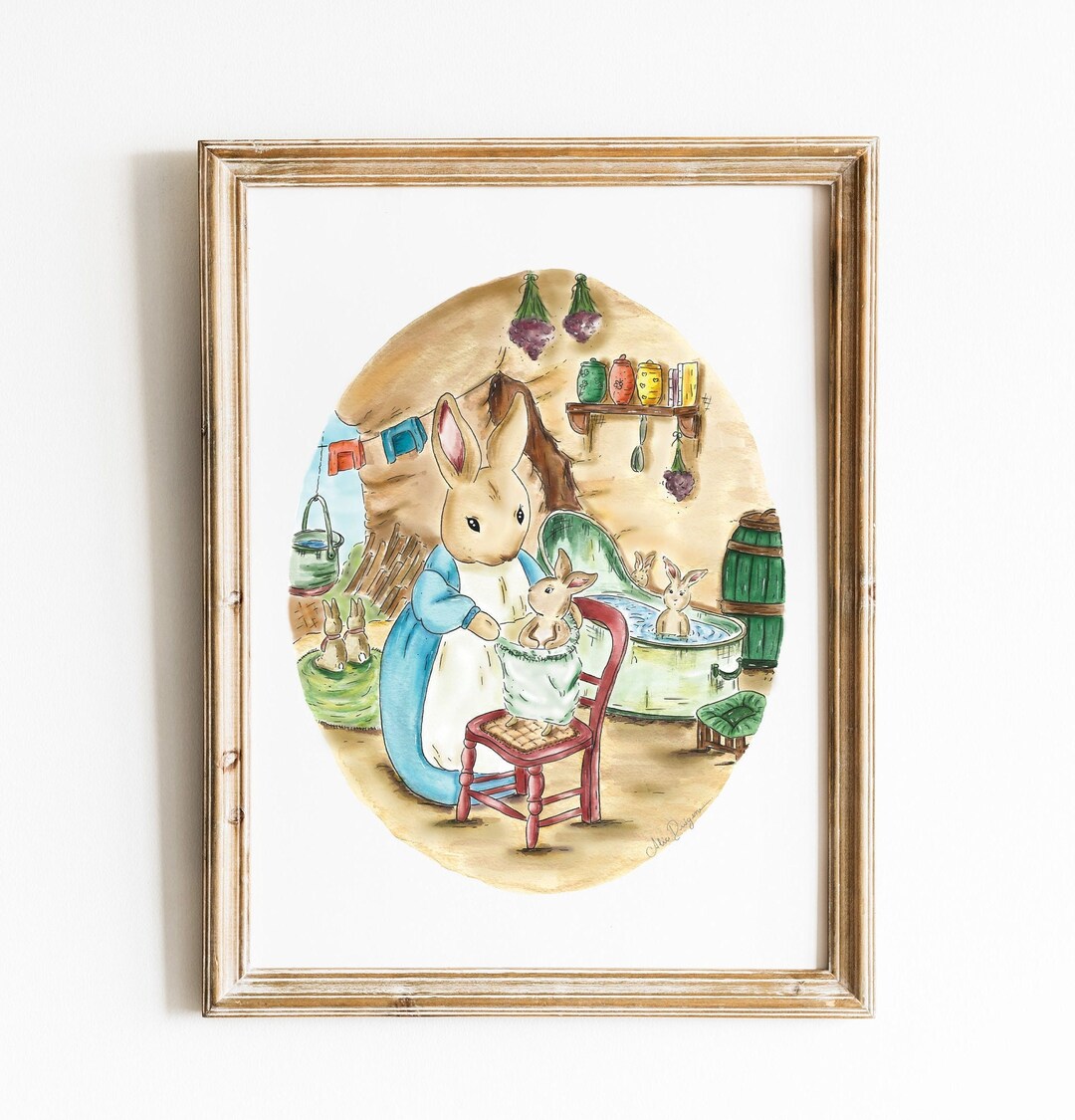 Peter Rabbit, Bath Time - Watercolour Painting - Print | 15 X 20cm - Etsy