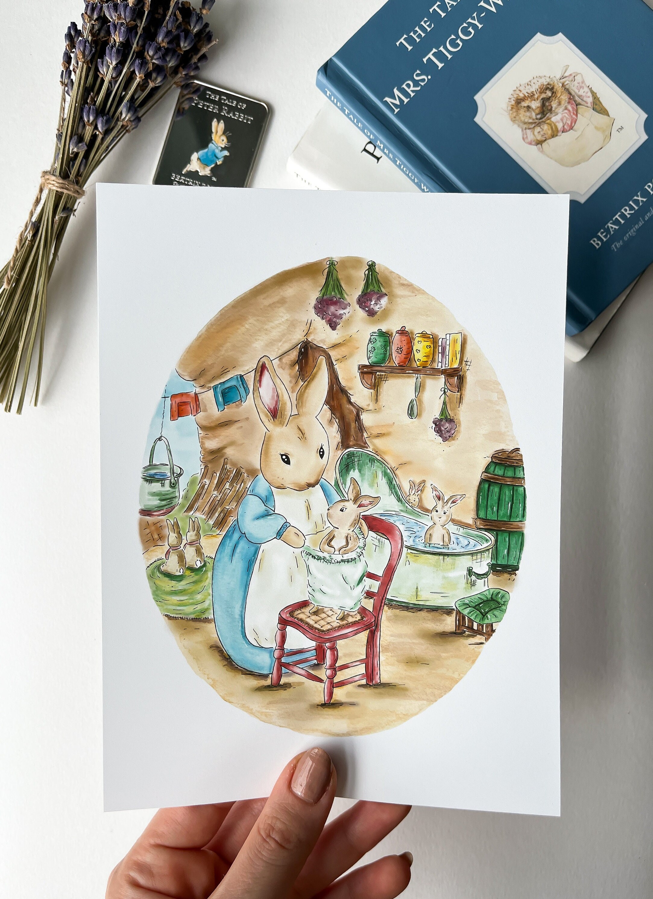Peter Rabbit, Bath Time - Watercolour Painting - Print | 15 X 20cm ...