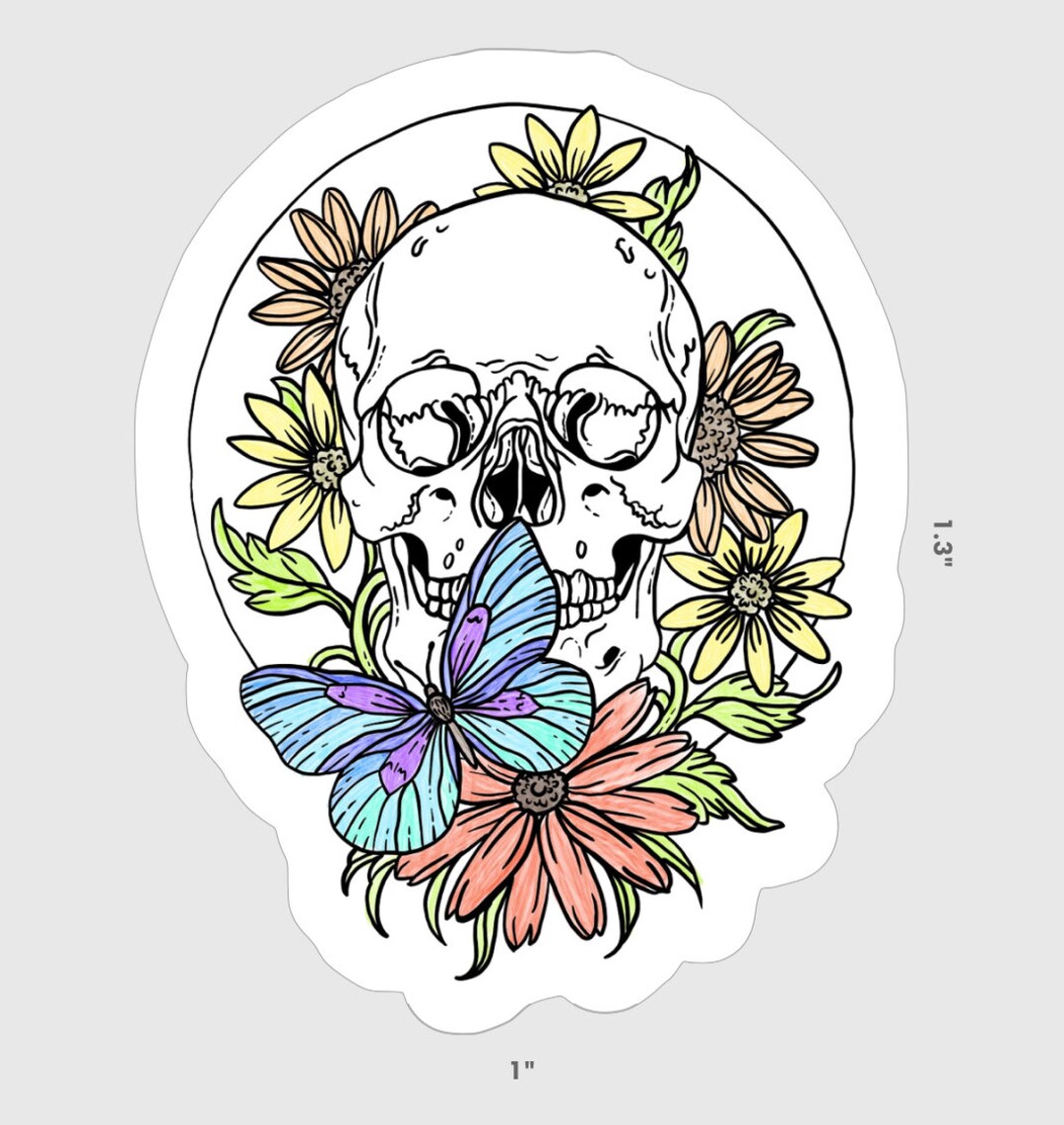 Flower Skull Sticker - Etsy