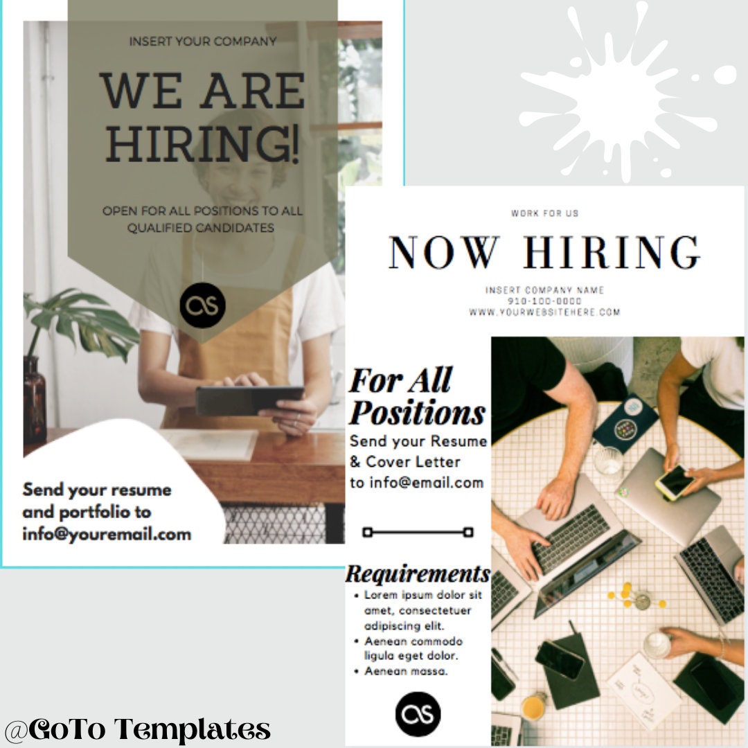 Now Hiring!- Flyer Templates - Fully Editable! VOL. 1 (10 Count) - Etsy