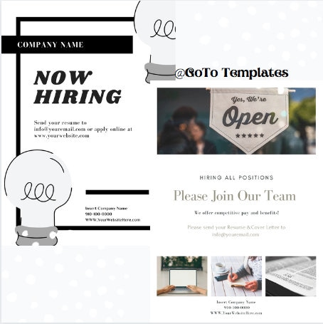 Now Hiring!- Flyer Templates - Fully Editable! VOL. 3 (10 Count) - Etsy