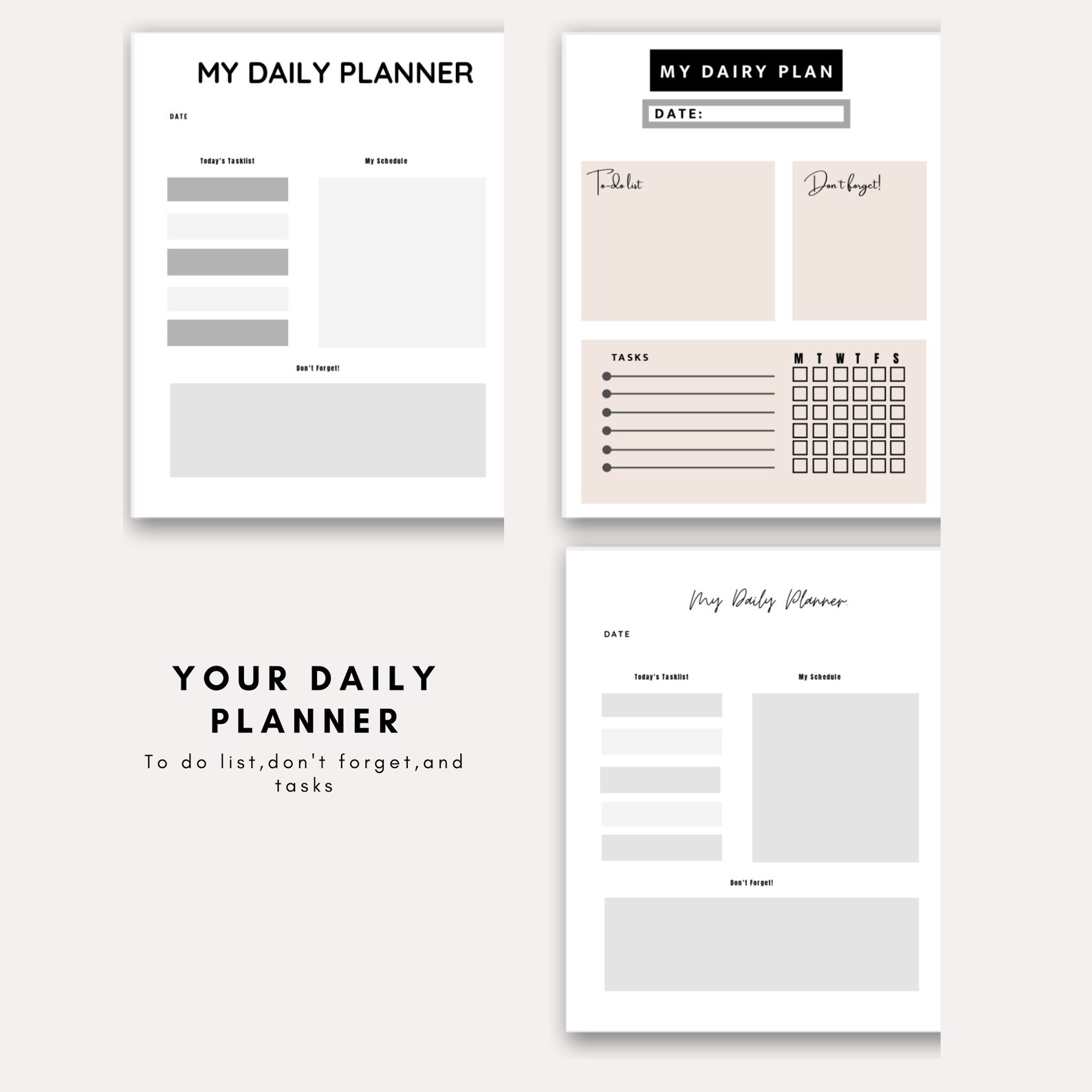 Daily Planner Printable Minimalist, Work Schedule Chart, Work Planner ...