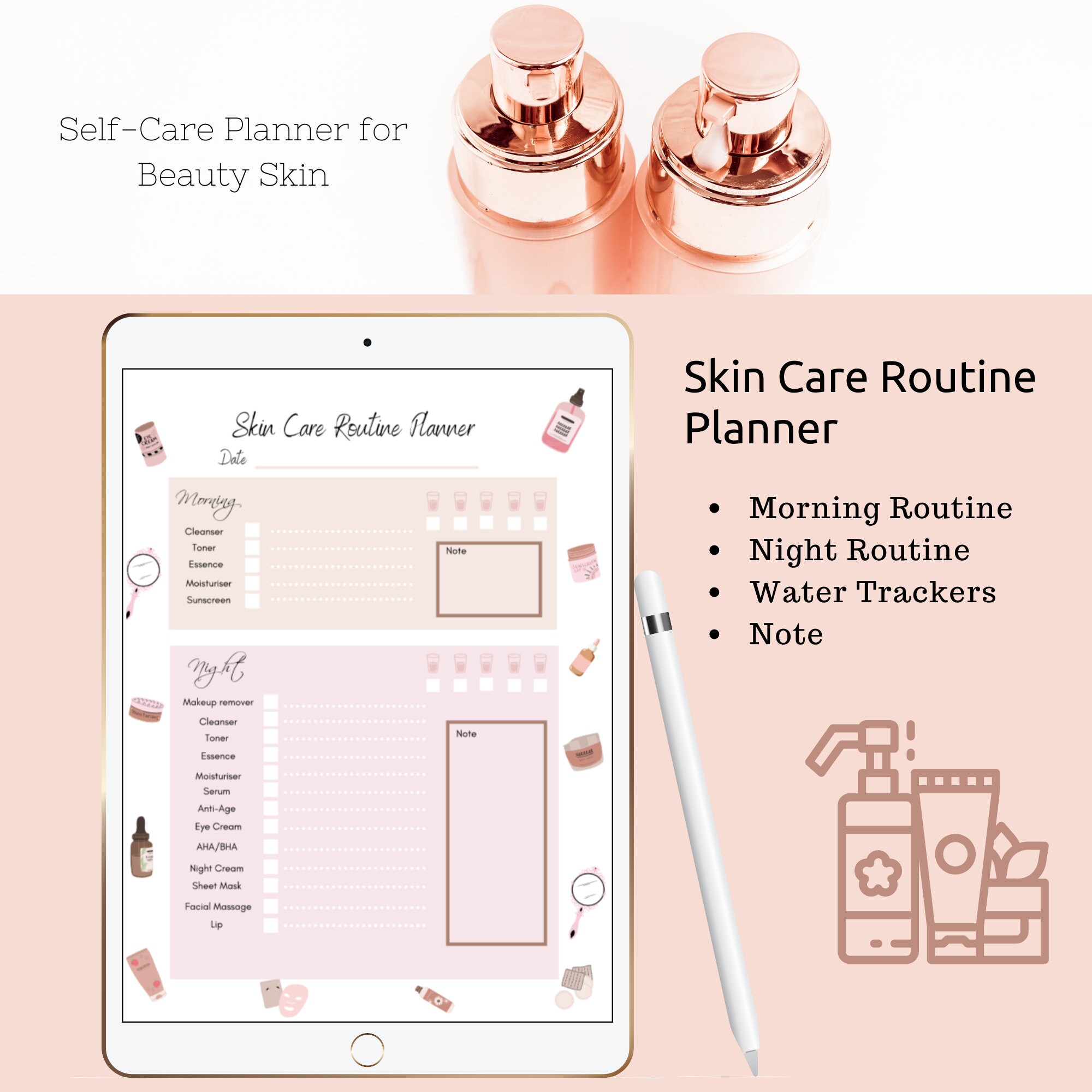 Beauty Skin Care Routine Planner, Self-care Skin Daily Planner for ...