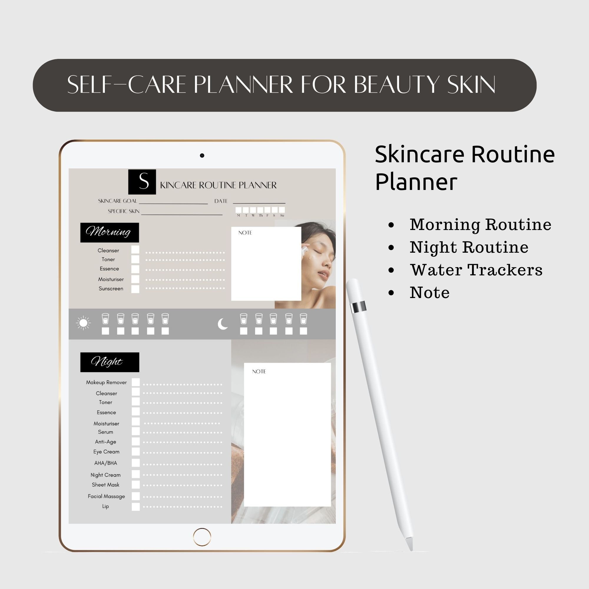 Digital Modern Beauty Skincare Routine Planner, Beauty Planner Planner ...