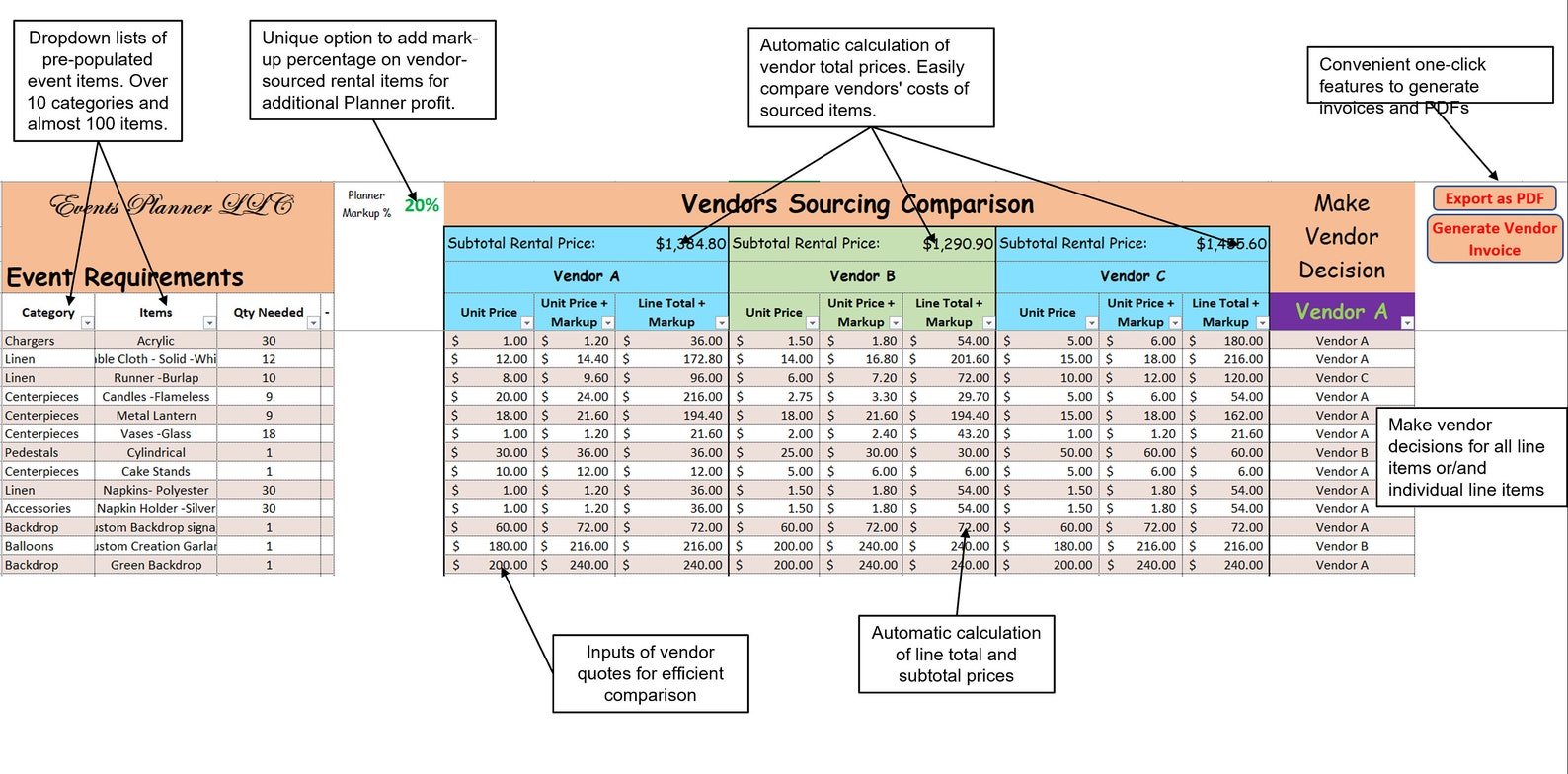 Bundle [inventory Tracker + Client Price Quote + Vendor Price ...