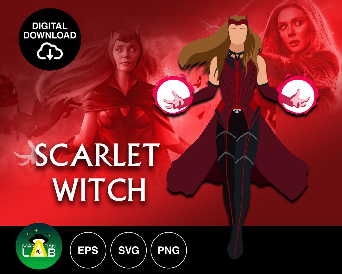 Scarlet Witch Digital Decal | Stencil | Vector | Clipart With SVG, PNG ...