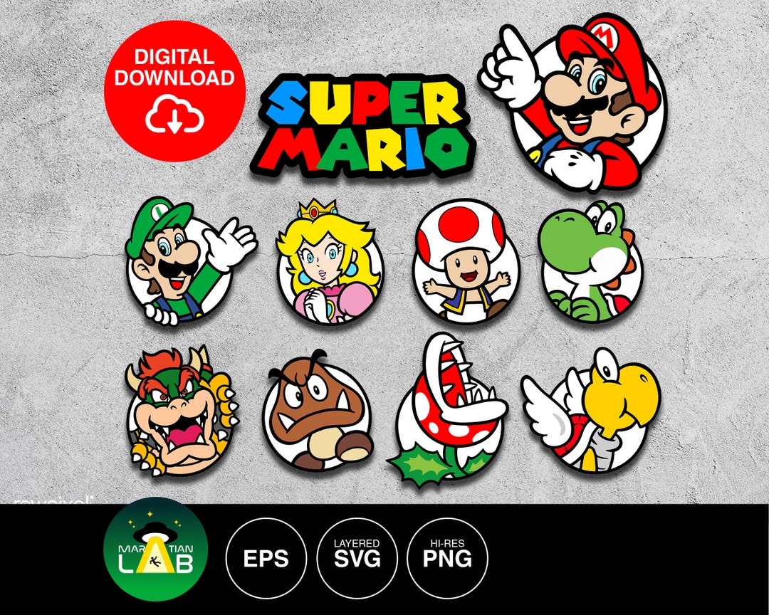 Mario Character Vector Decal Stencil Cricut SVG, EPS & PNG File Ready ...