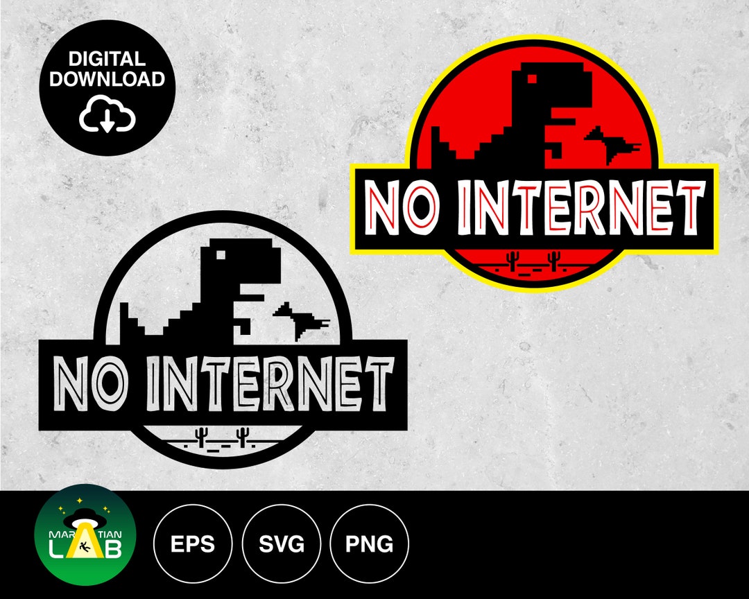 No Internet Jurassic Park Inspired Sticker Clipart (SVG, PNG & EPS ...
