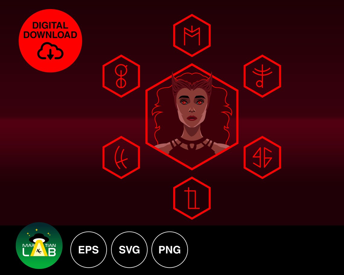 Scarlet Witch Rune Agatha Digital Decal Stencil Vector - Etsy