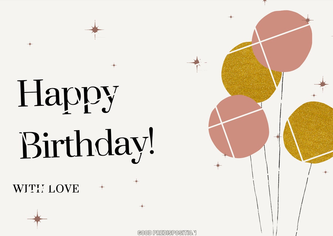 Printable Birthday Card PDF Horizontal Instant Download - Etsy