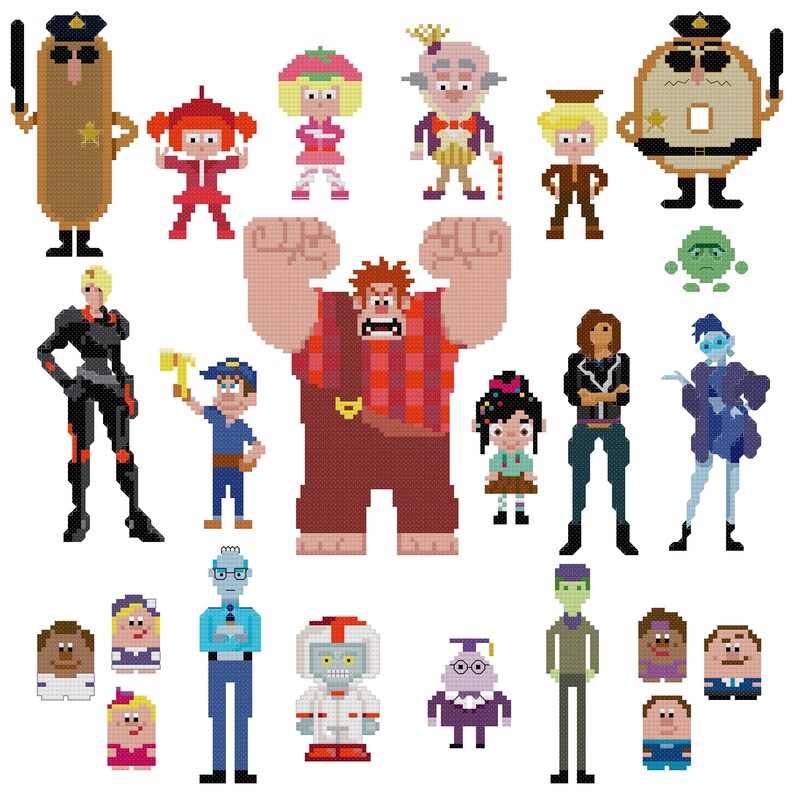 Wreck It Ralph Pixel People Cross Stitch Pattern Chart Graph Poster - Etsy