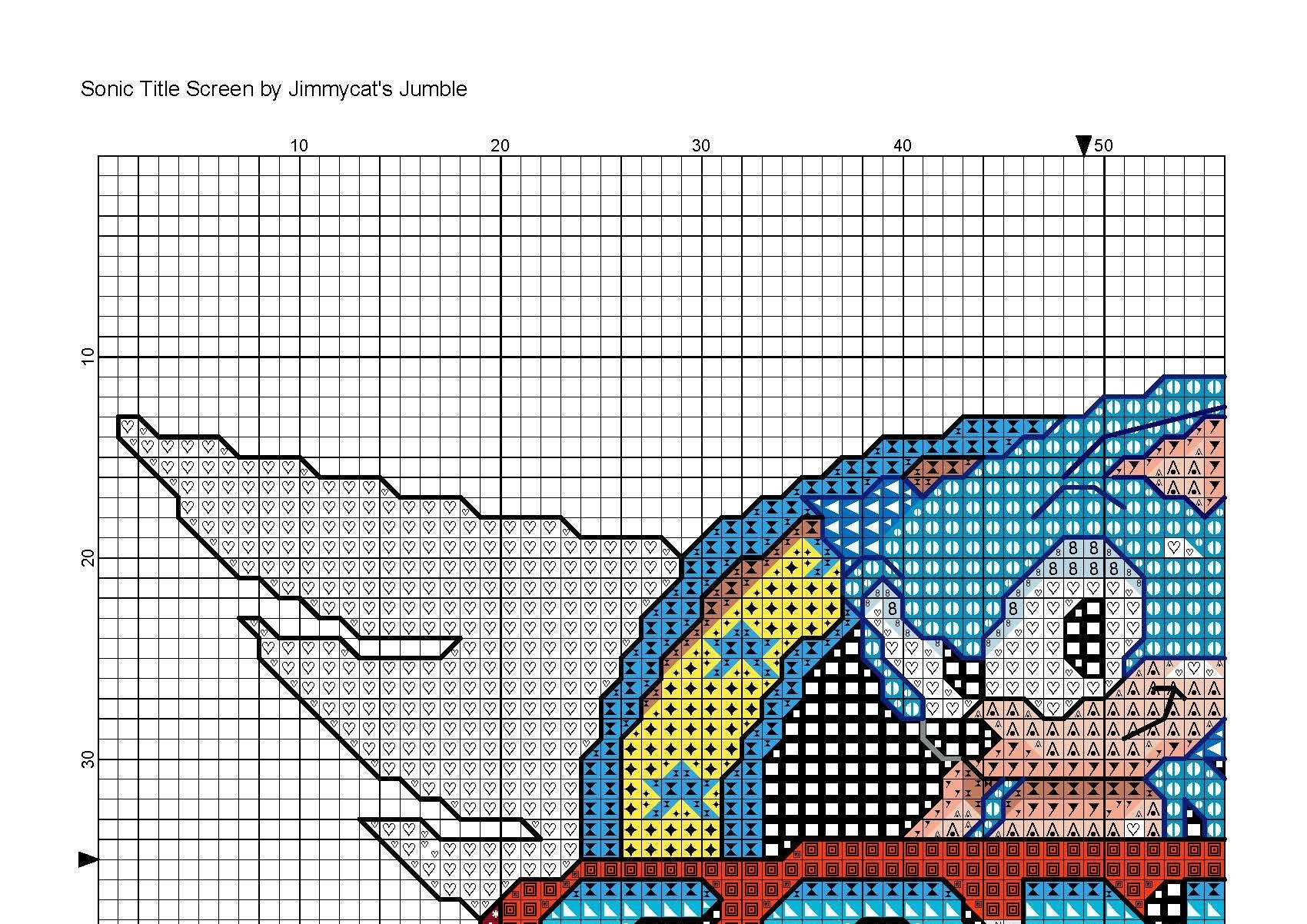 Sonic the Hedgehog Title Screen Cross Stitch Pattern Chart Graph - Etsy