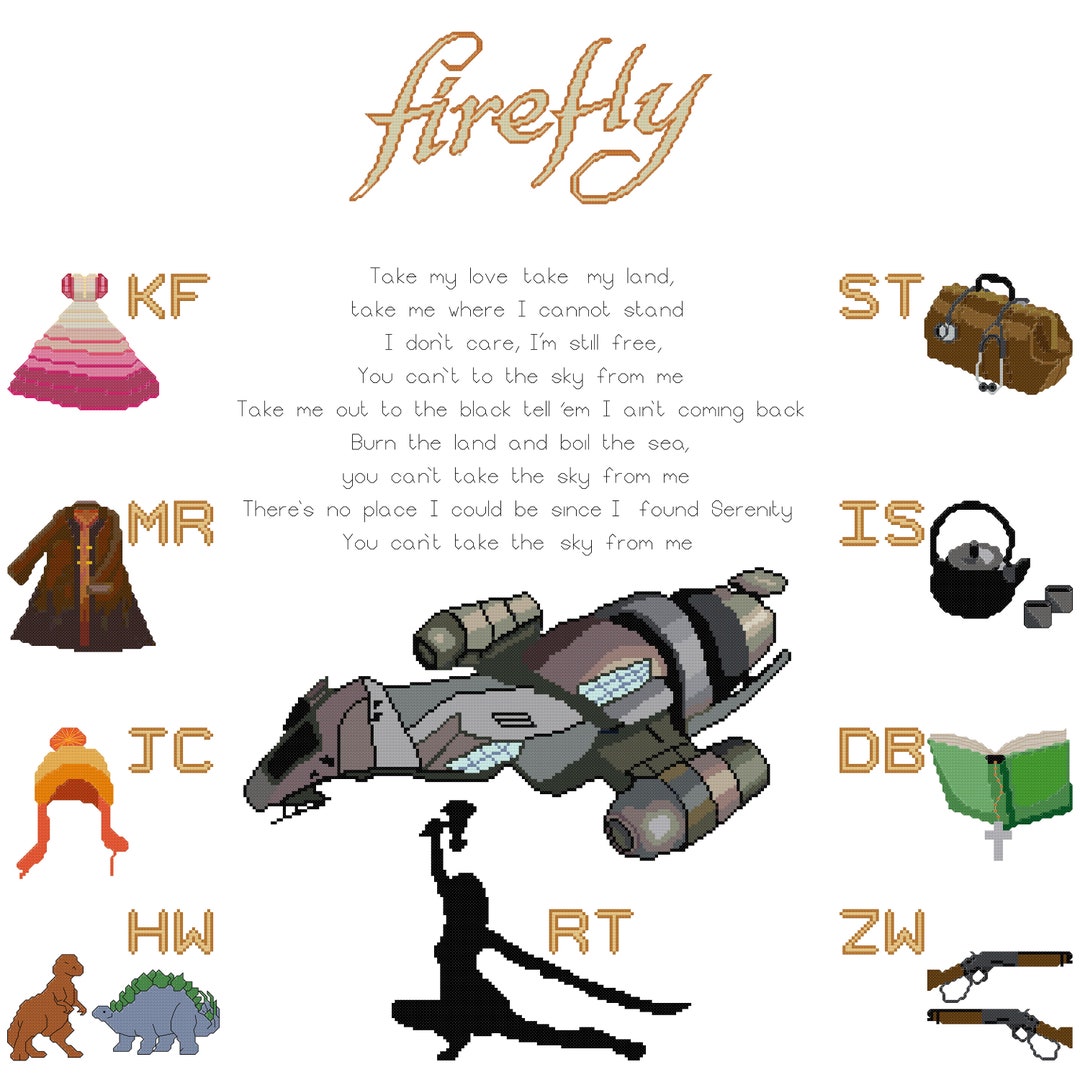 Firefly Serenity Ship Poem River Characters Initials Cross Stitch Pattern Chart Graph - Etsy