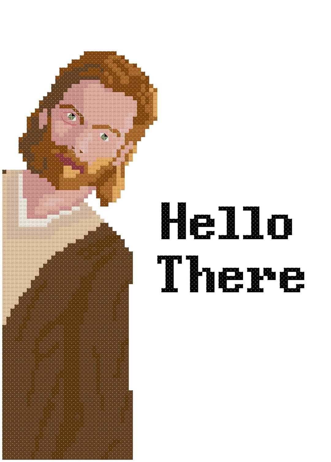 Obi Wan Kenobi Peek Hello There Cross Stitch Pattern Chart Graph - Etsy