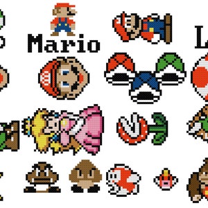 Super Mario Mini Character Cross Stitch Pattern Chart Graph - Etsy