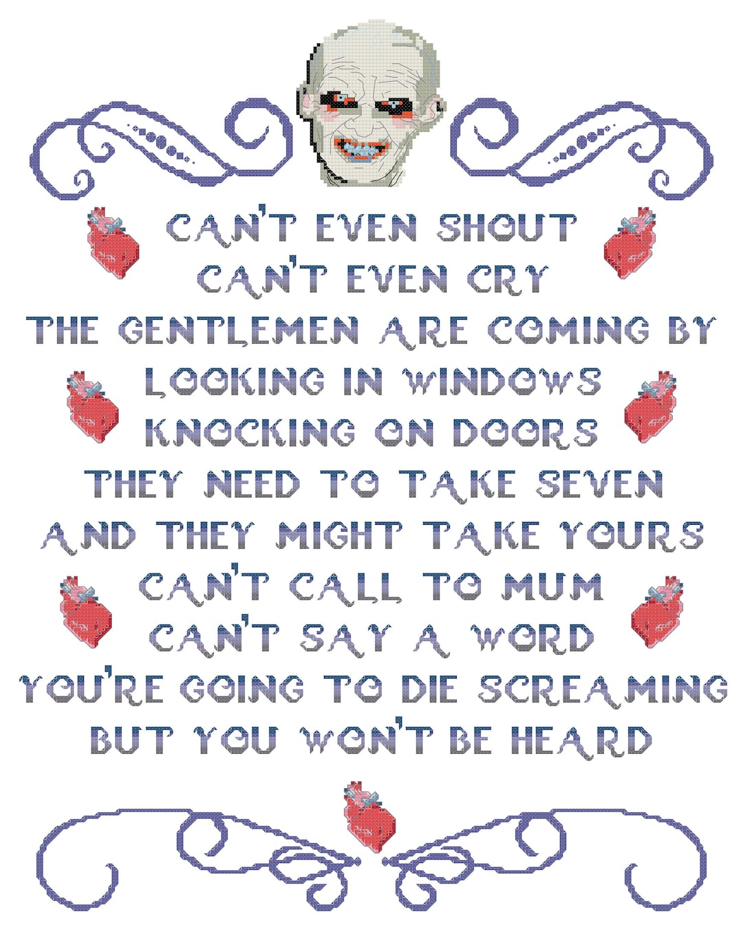 Buffy the Vampire Slayer Hush Poem Song Cross Stitch Pattern Chart ...