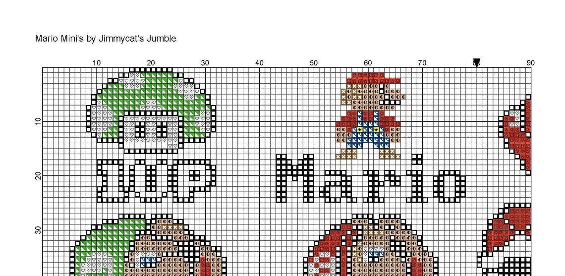 Super Mario Mini Character Cross Stitch Pattern Chart Graph - Etsy