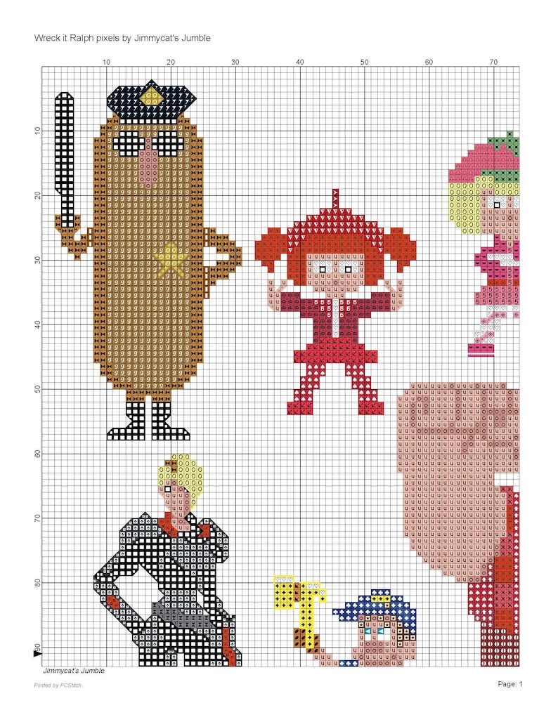 Wreck It Ralph Pixel People Cross Stitch Pattern Chart Graph Poster - Etsy