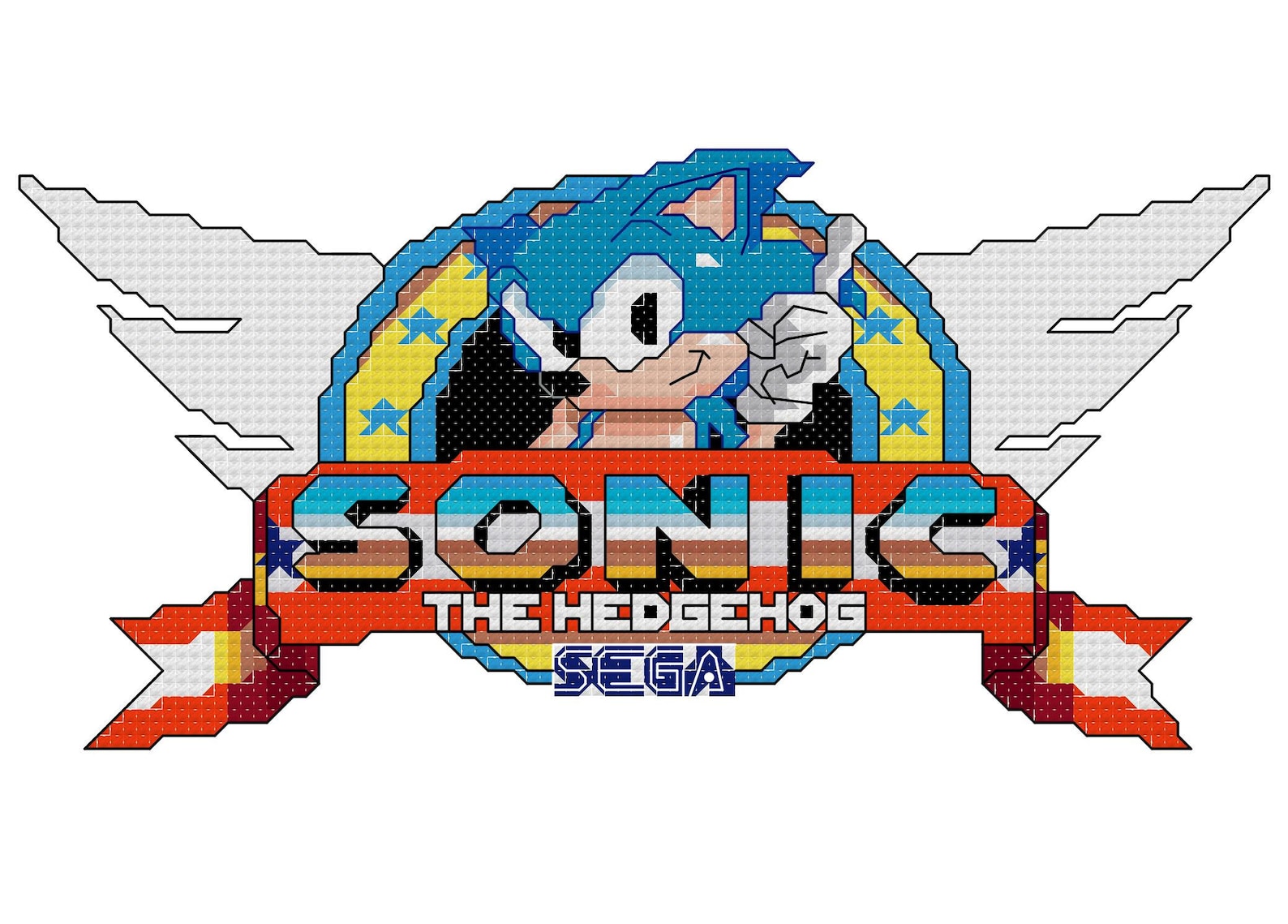 Sonic the Hedgehog Title Screen Cross Stitch Pattern Chart Graph - Etsy