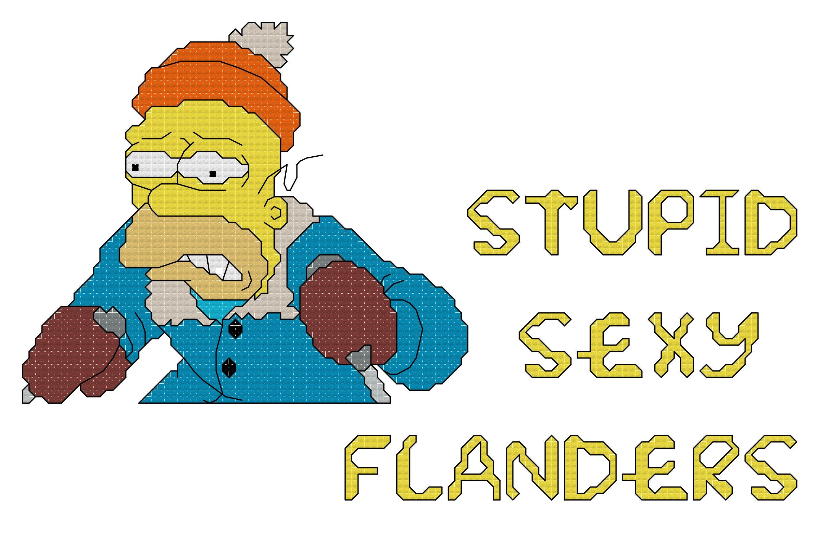 Homer Stupid Sexy Flanders Cross Stitch Quote Pattern Graph Chart - Etsy