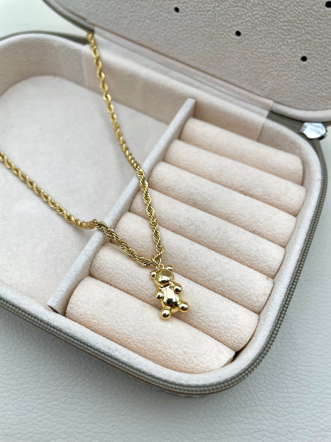 Teddy Bear Necklace Twisted Chain Bear Pendant Adjustable - Etsy