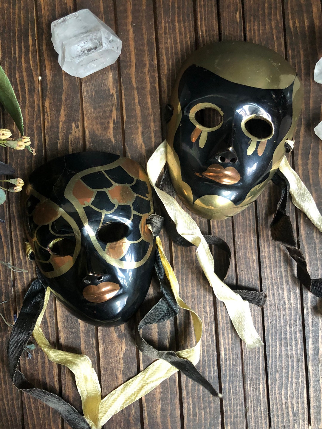 Vintage Brass Mask Masquerade Brass Sad Mask Vintage - Etsy
