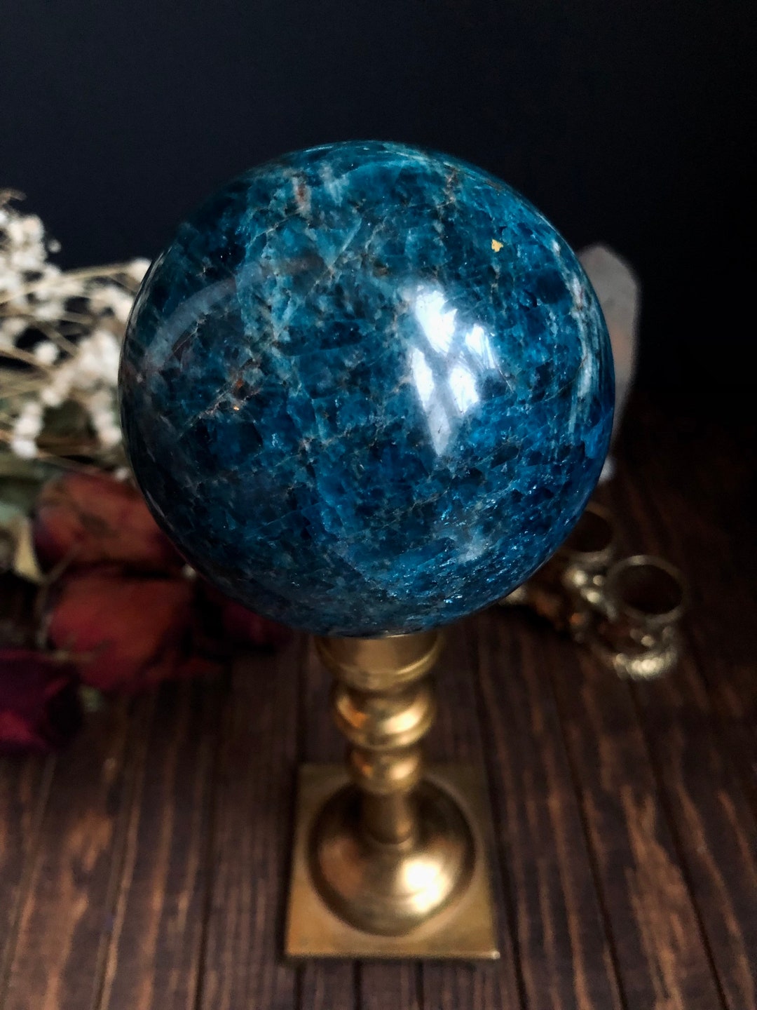 Blue Apatite Crystal Sphere - Blue Apatite Crystal - Large Blue Apatite ...