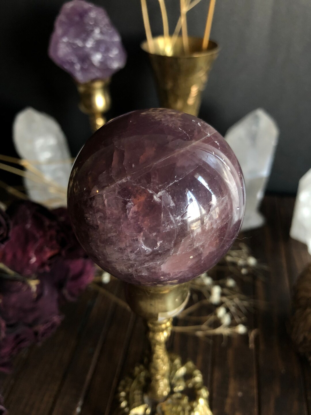 Lavender Rose Quartz Sphere - Lavender Star Rose Quartz Crystal ...