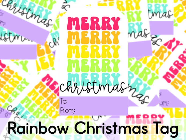 Christmas Printable Tags - Rainbow - Etsy