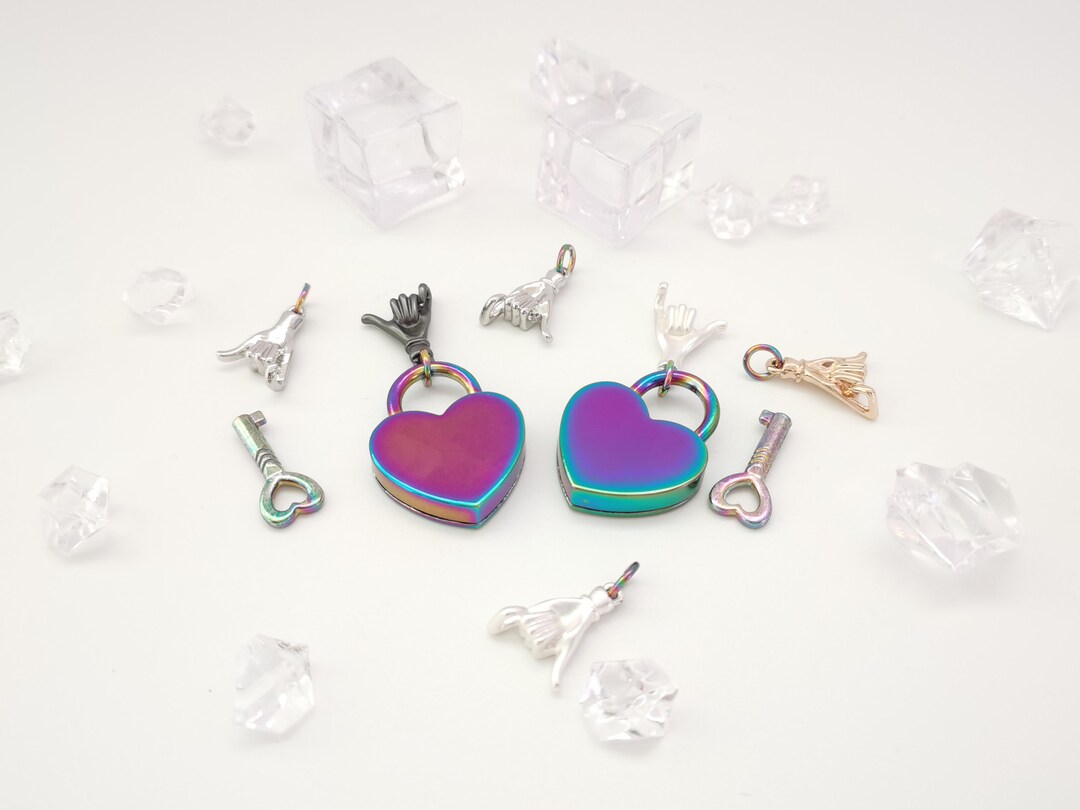 Buy 1 Pair Pinky Promise Keychain Heart Lock Keychain Love Lock Charm ...