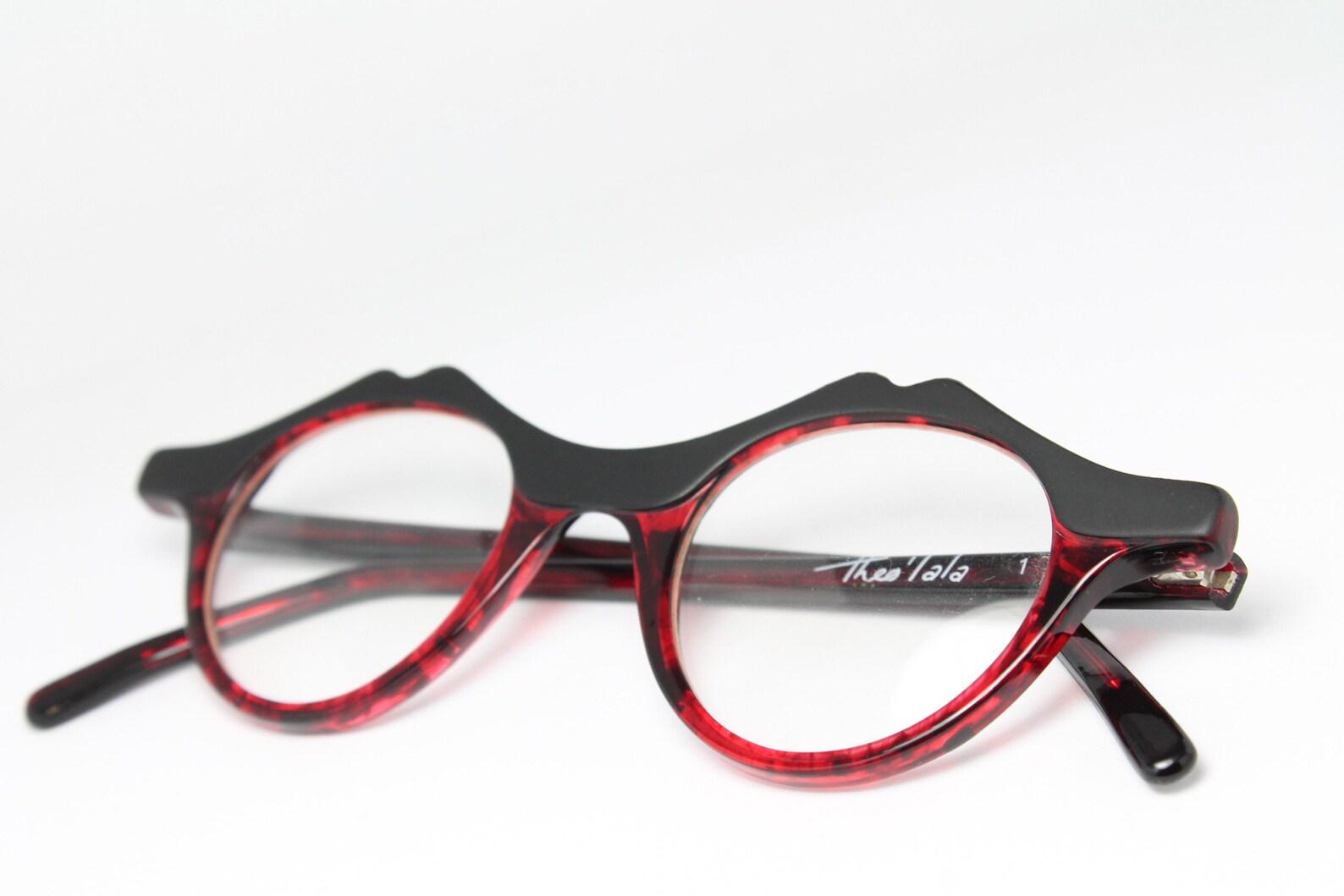 THEO Lala 1 Matte Black Red Unique True Vintage Eyeglasses Frame ...