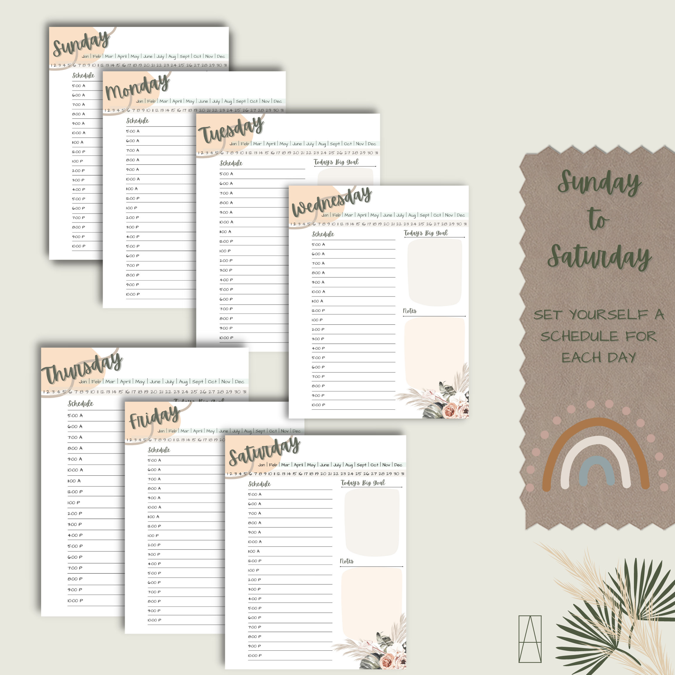 Boho Daily Planner, Printable Boho Daily Planner, Printable Daily ...