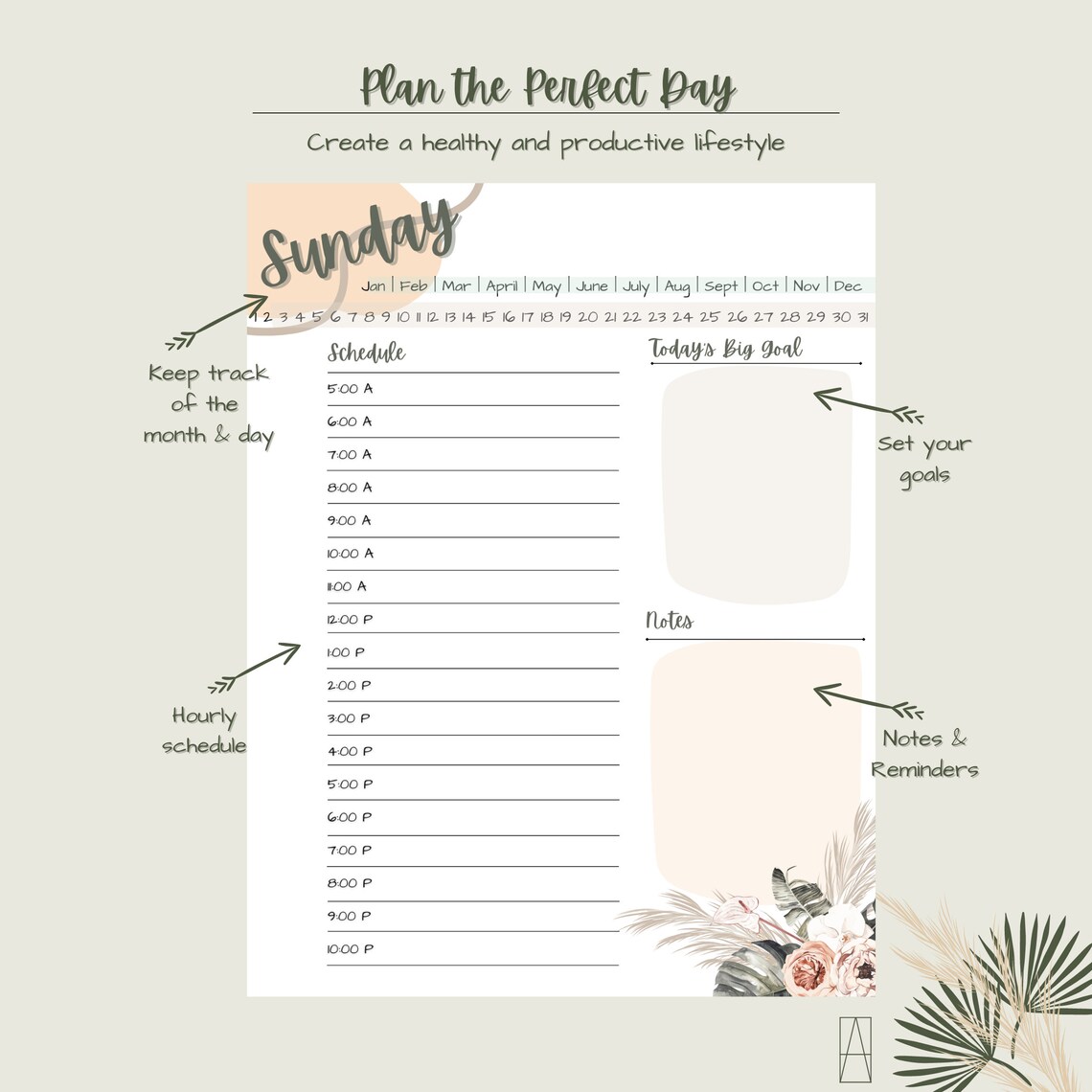 Boho Daily Planner, Printable Boho Daily Planner, Printable Daily ...
