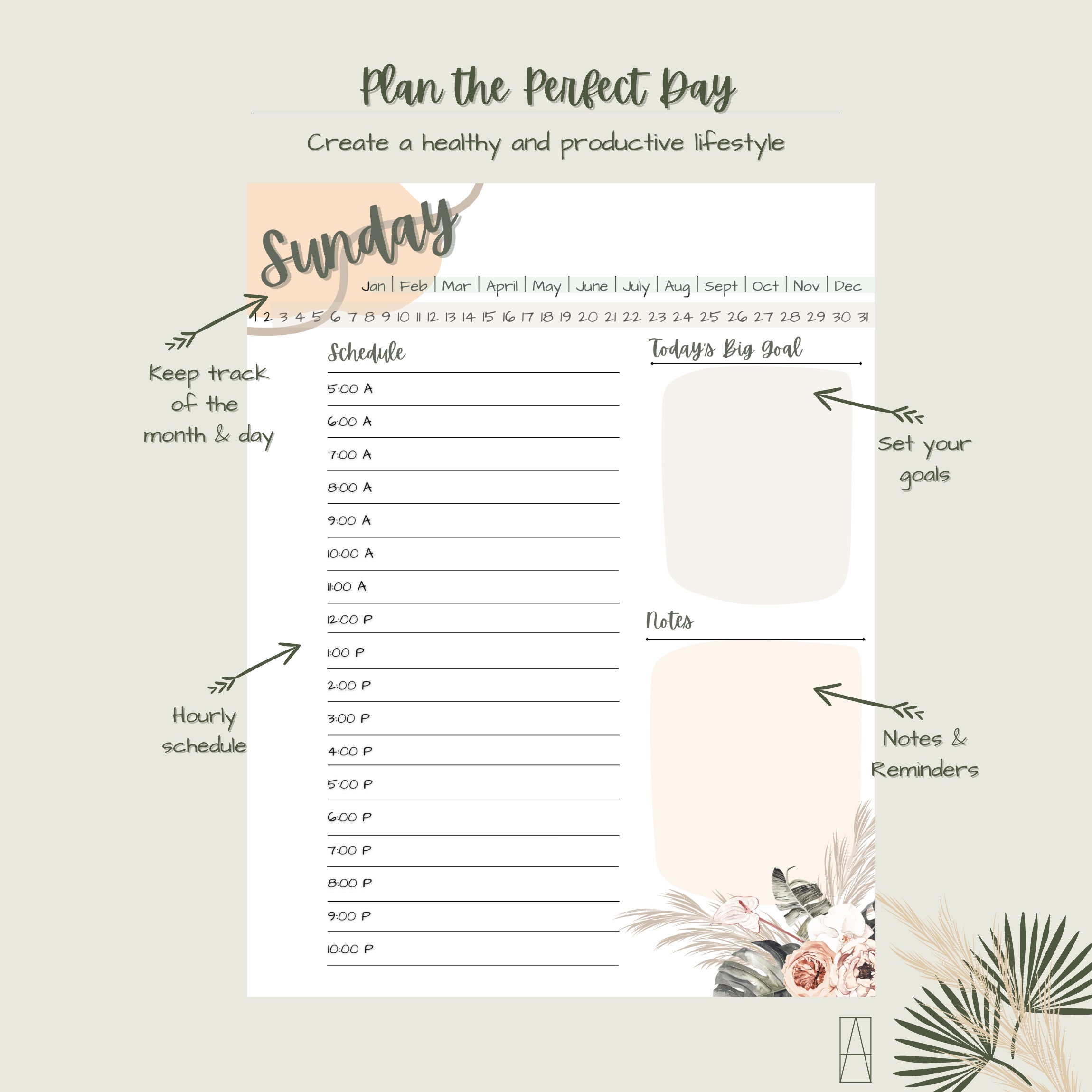 Boho Daily Planner, Printable Boho Daily Planner, Printable Daily ...