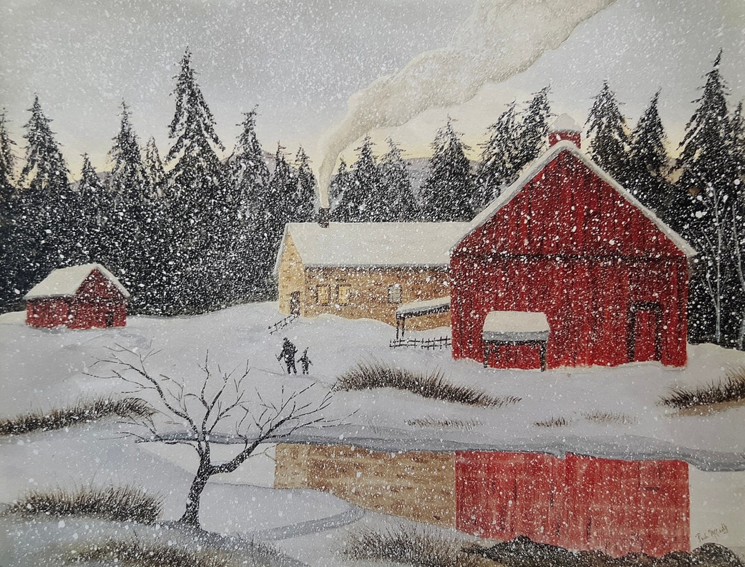 Walking Home - Winter Art Print - Etsy