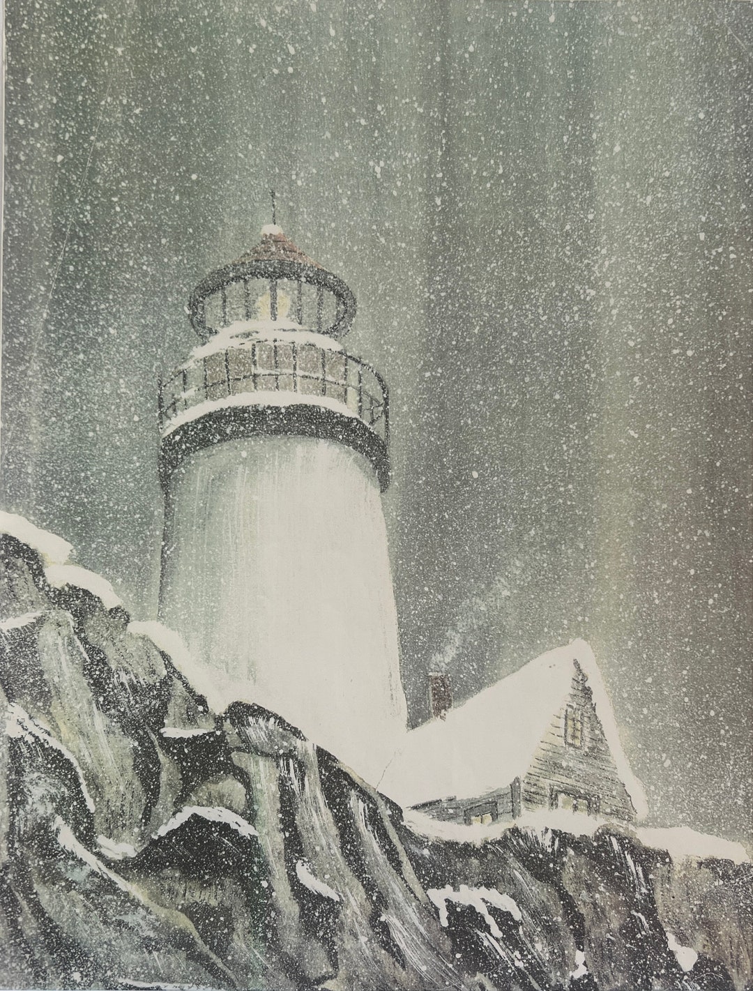 Winter Storm - Lighthouse Art Print - Etsy