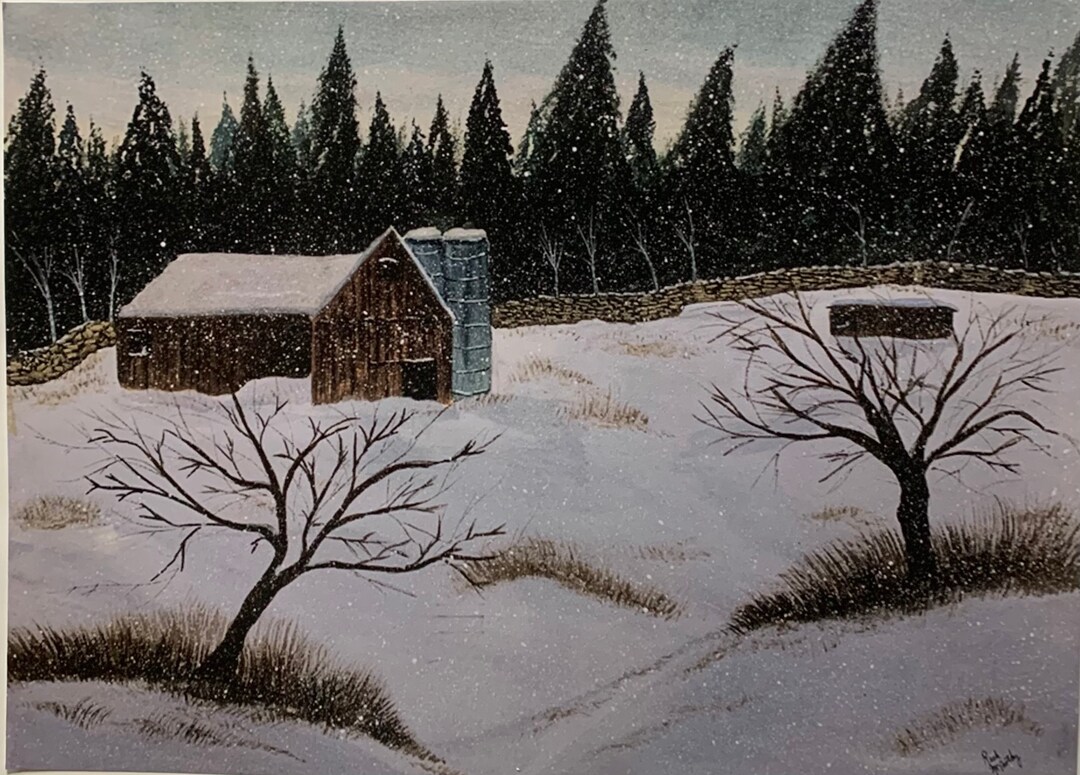 Winter Barn Art Print - Etsy