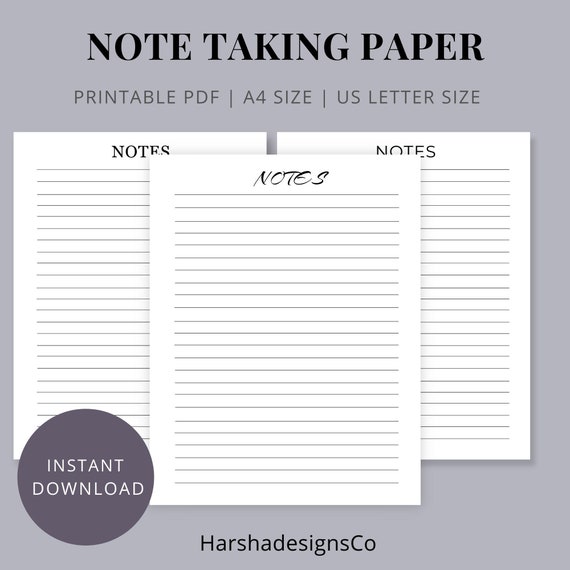 Note Paper Lined Printable Writing Paper Printable Minimalist | Etsy