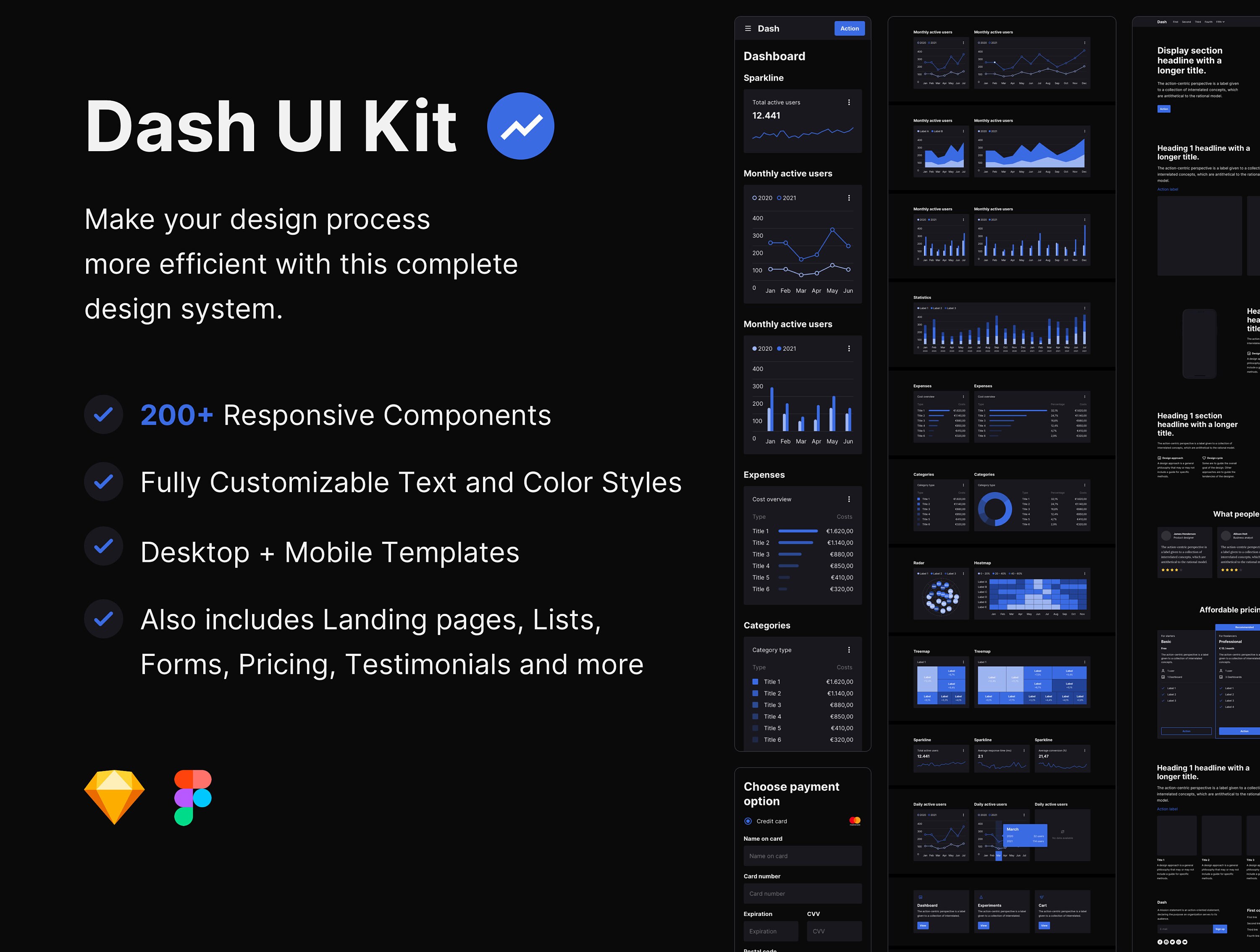 Dash UI Kit - Dark | Full-featured Premium Interface Builder | Website ...
