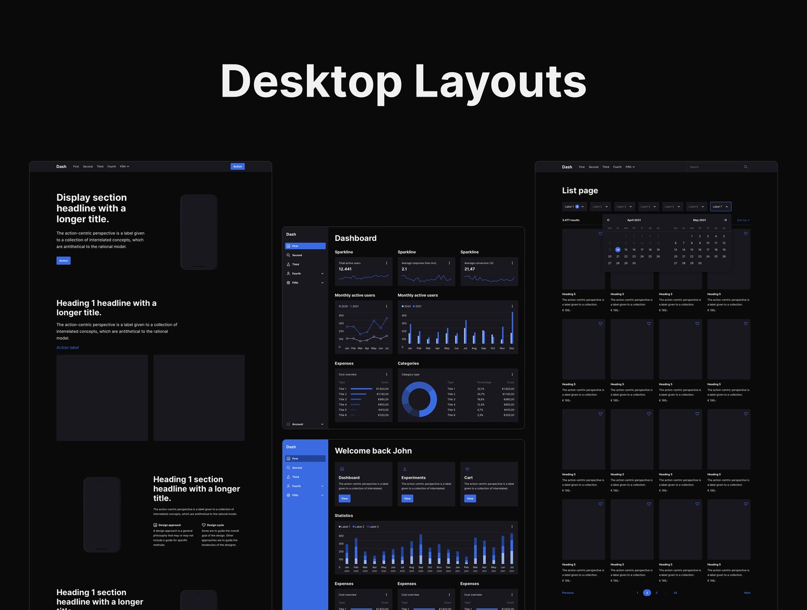 Dash UI Kit - Dark | Full-featured Premium Interface Builder | Website ...
