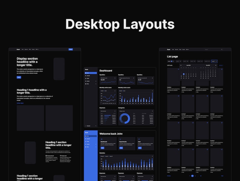 Dash UI Kit - Dark | Full-featured Premium Interface Builder | Website ...