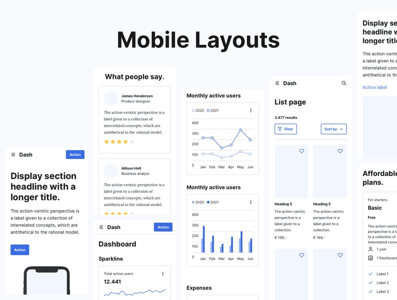 Dash UI Kit - Light | Full-featured Premium Interface Builder | Website ...
