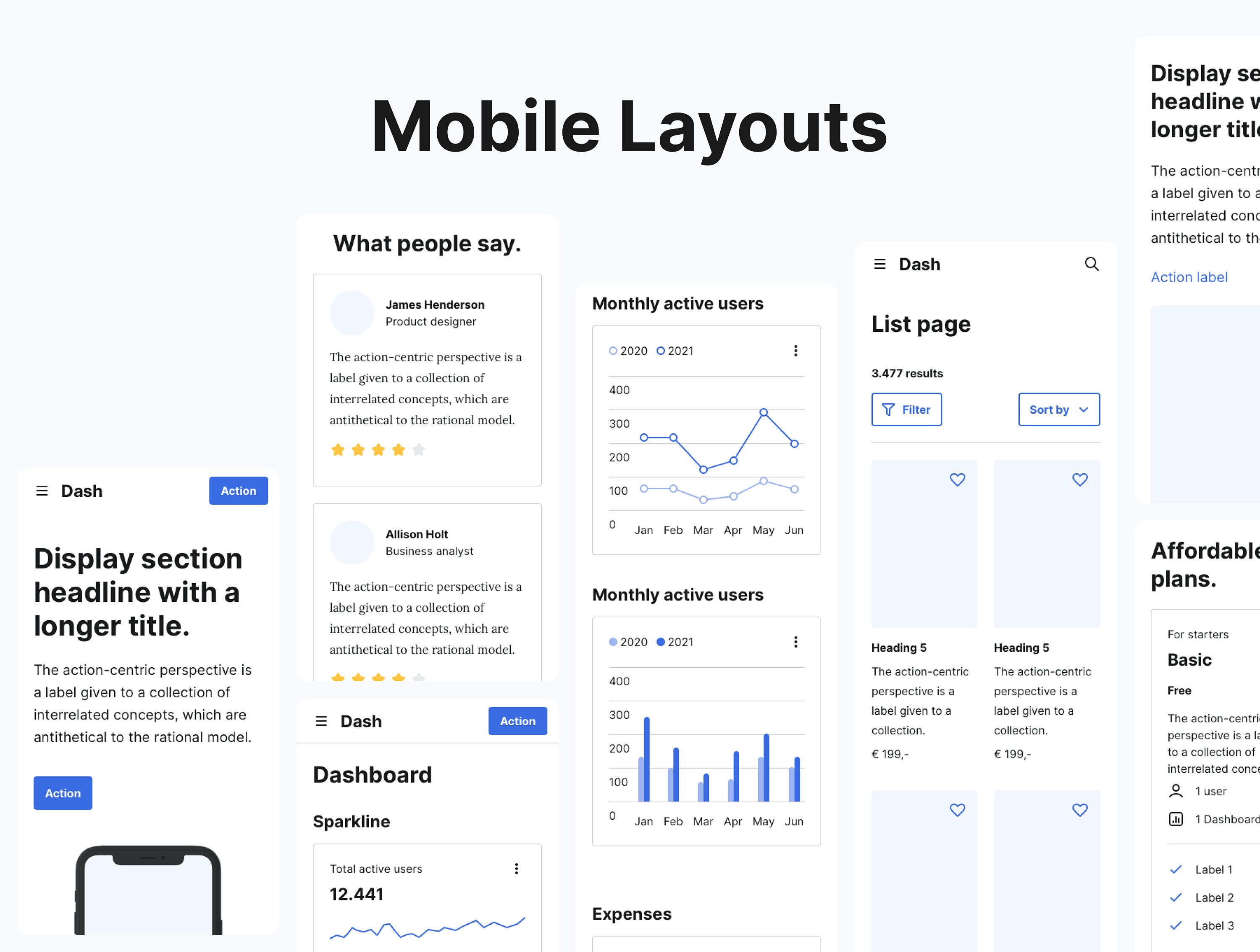 Dash UI Kit - Light | Full-featured Premium Interface Builder | Website ...