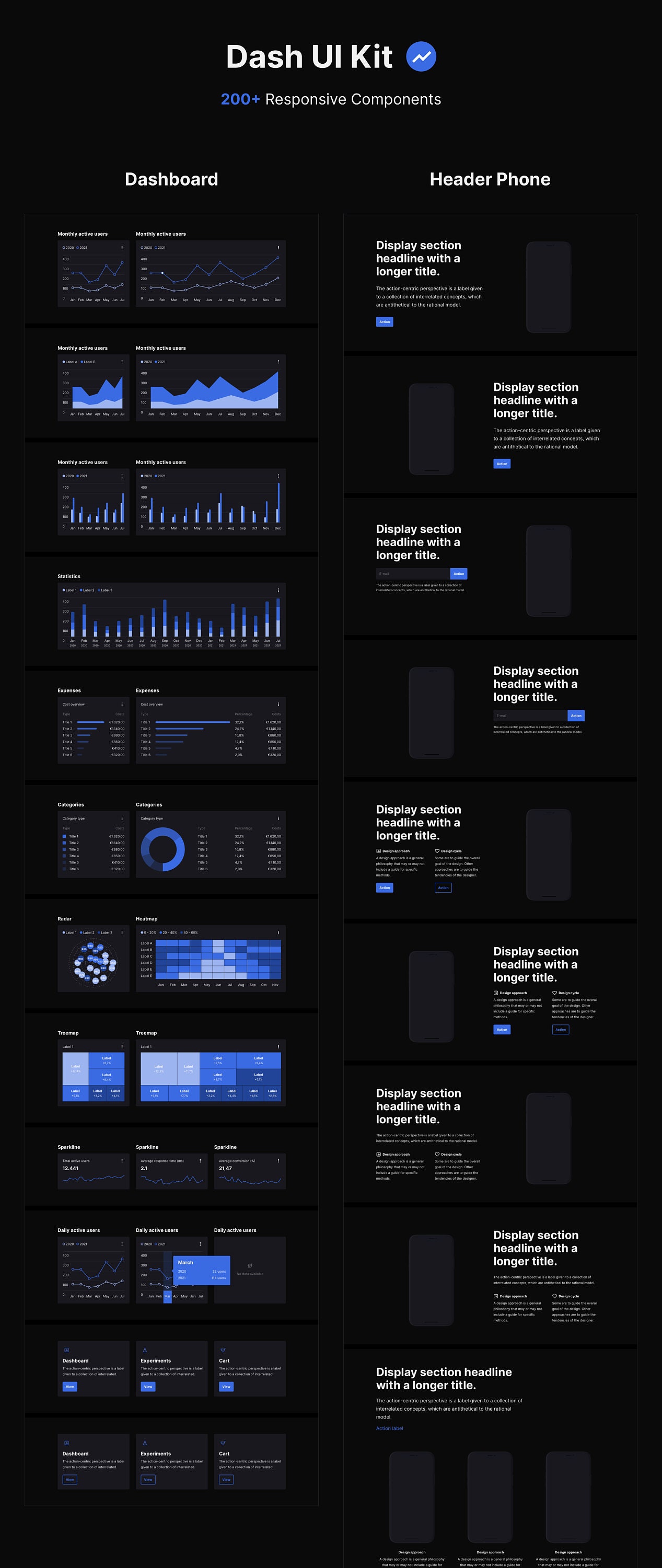 Dash UI Kit - Dark | Full-featured Premium Interface Builder | Website ...