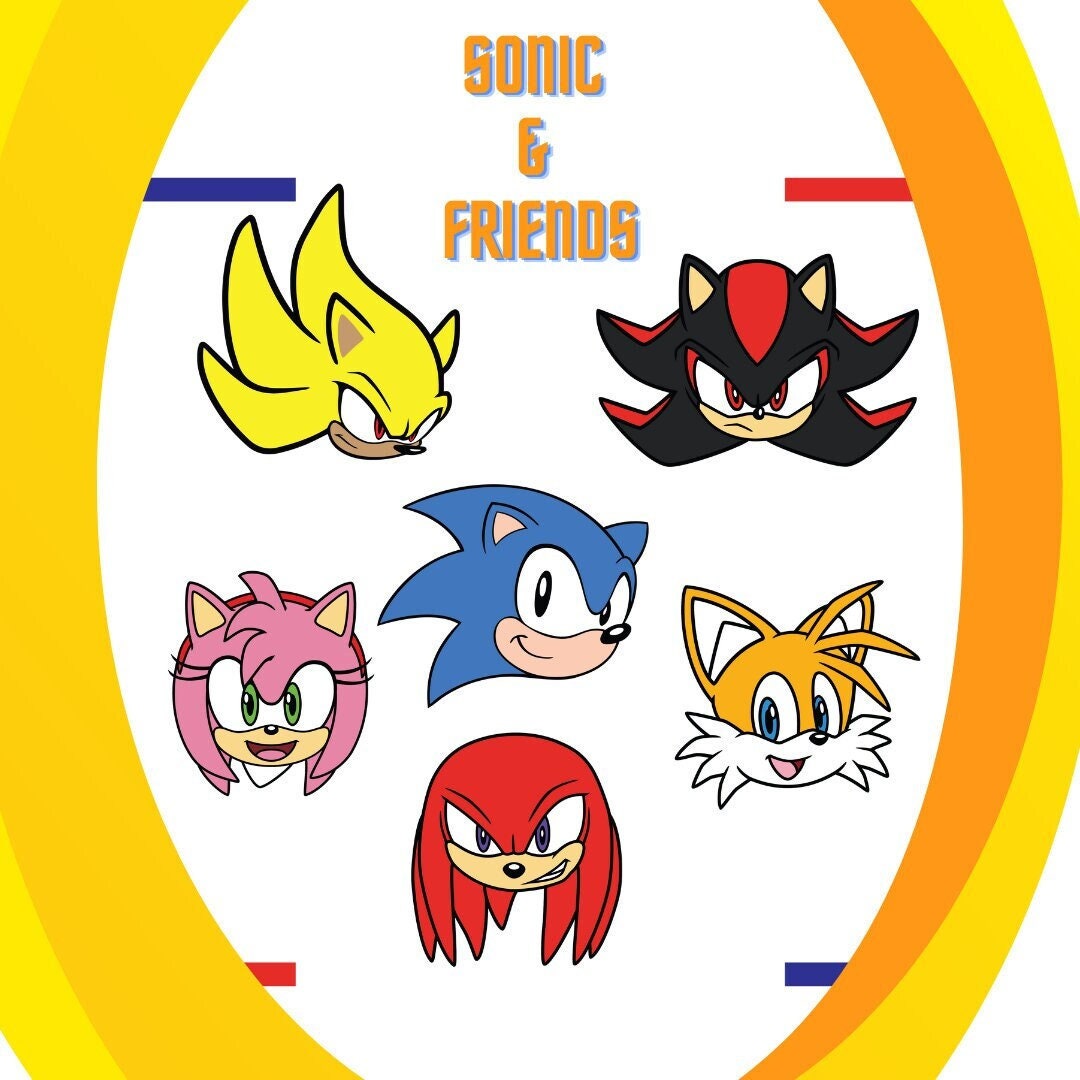 Sonic the Hedgehog Team SVG | Amy Tails Knuckles Silver Sonic Face SVG ...