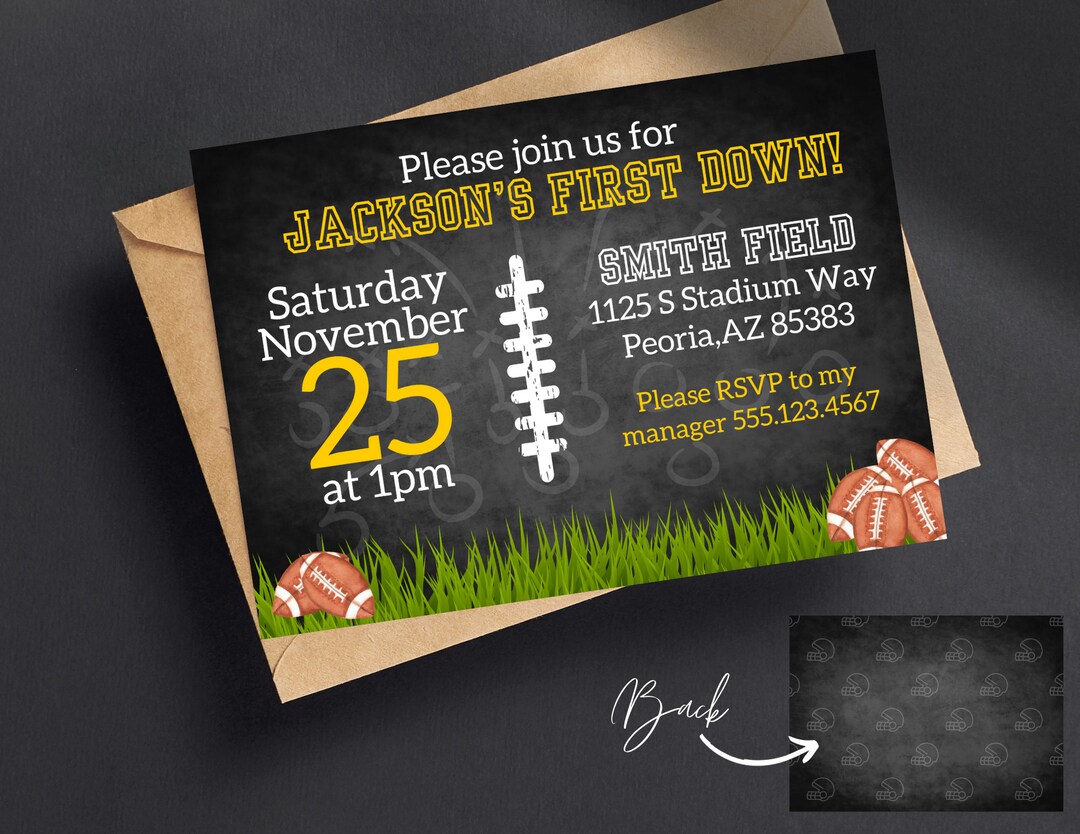 First Down Birthday Invitation; Football Birthday; Football First ...