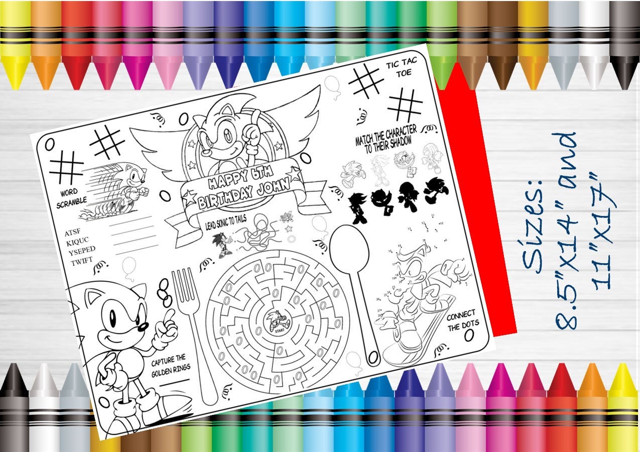 Paper & Party Supplies Birthday Coloring Placemat Kids Coloring ...