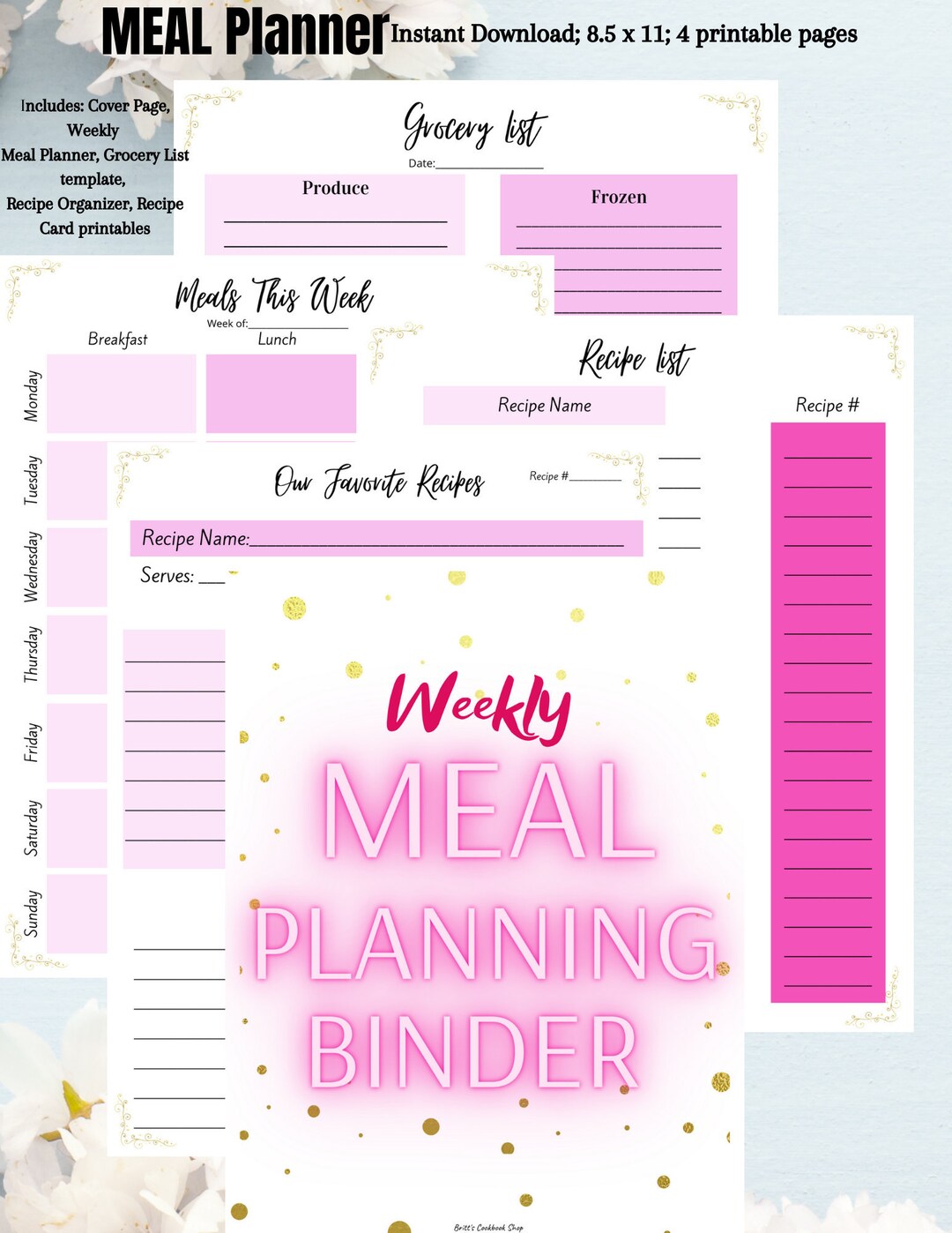 Meal Planner Printable, PDF, Weekly Meal Planner, 8.5 X 11 Size, Meal ...